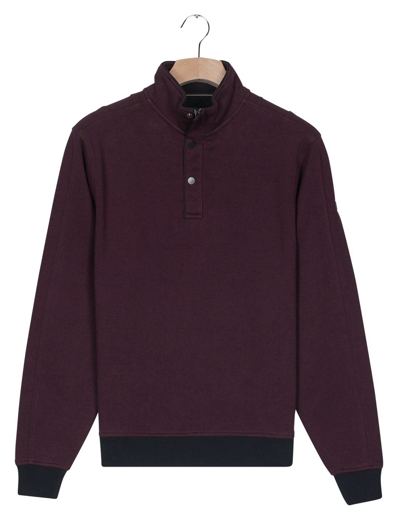 Baileys Half Zip And Press Buttons Collar Jacquard Subtle Texture Sweat ...
