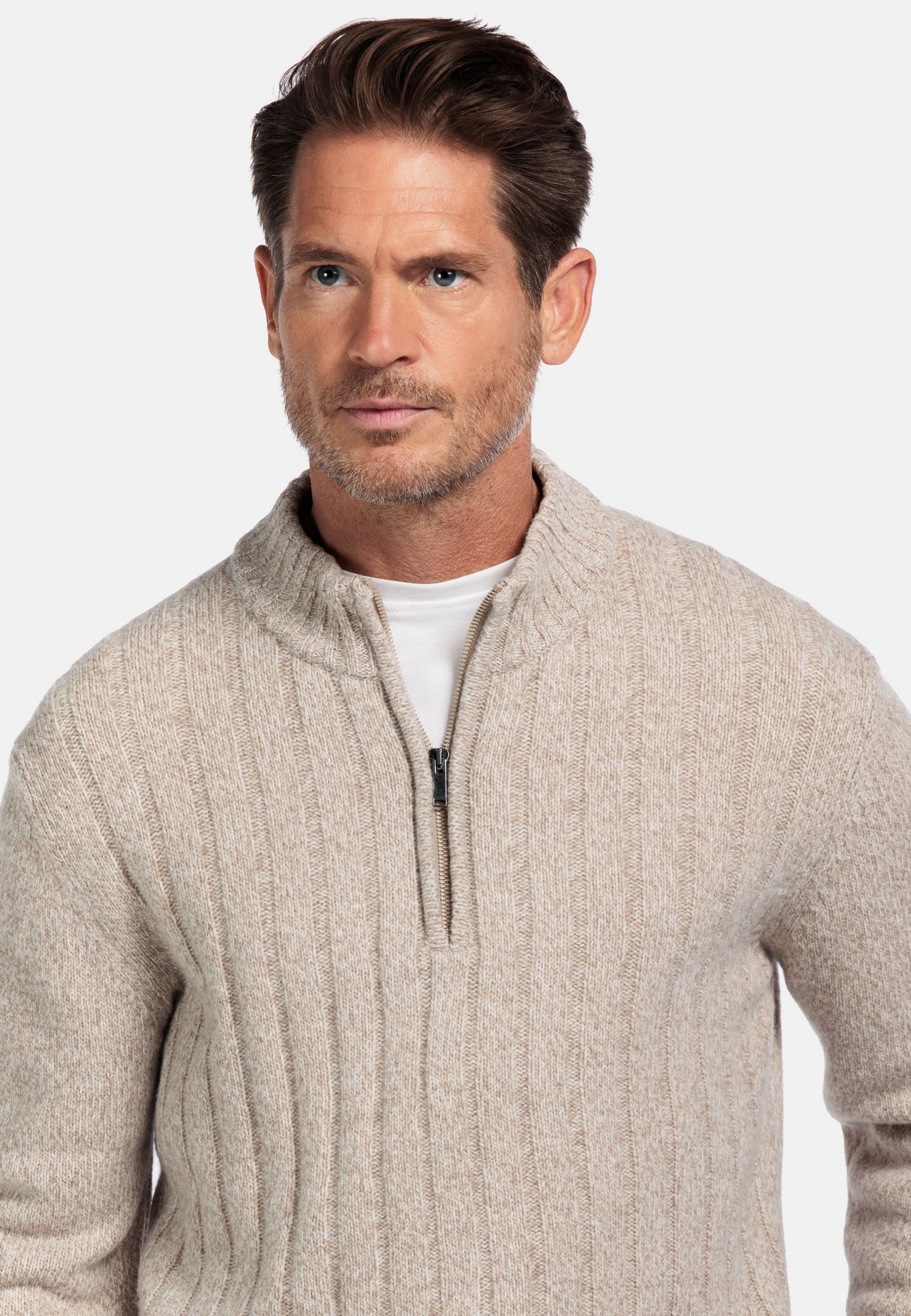Baileys Vertical Texture Half Zip Front Drop Needle Knit Trui in kleur ...