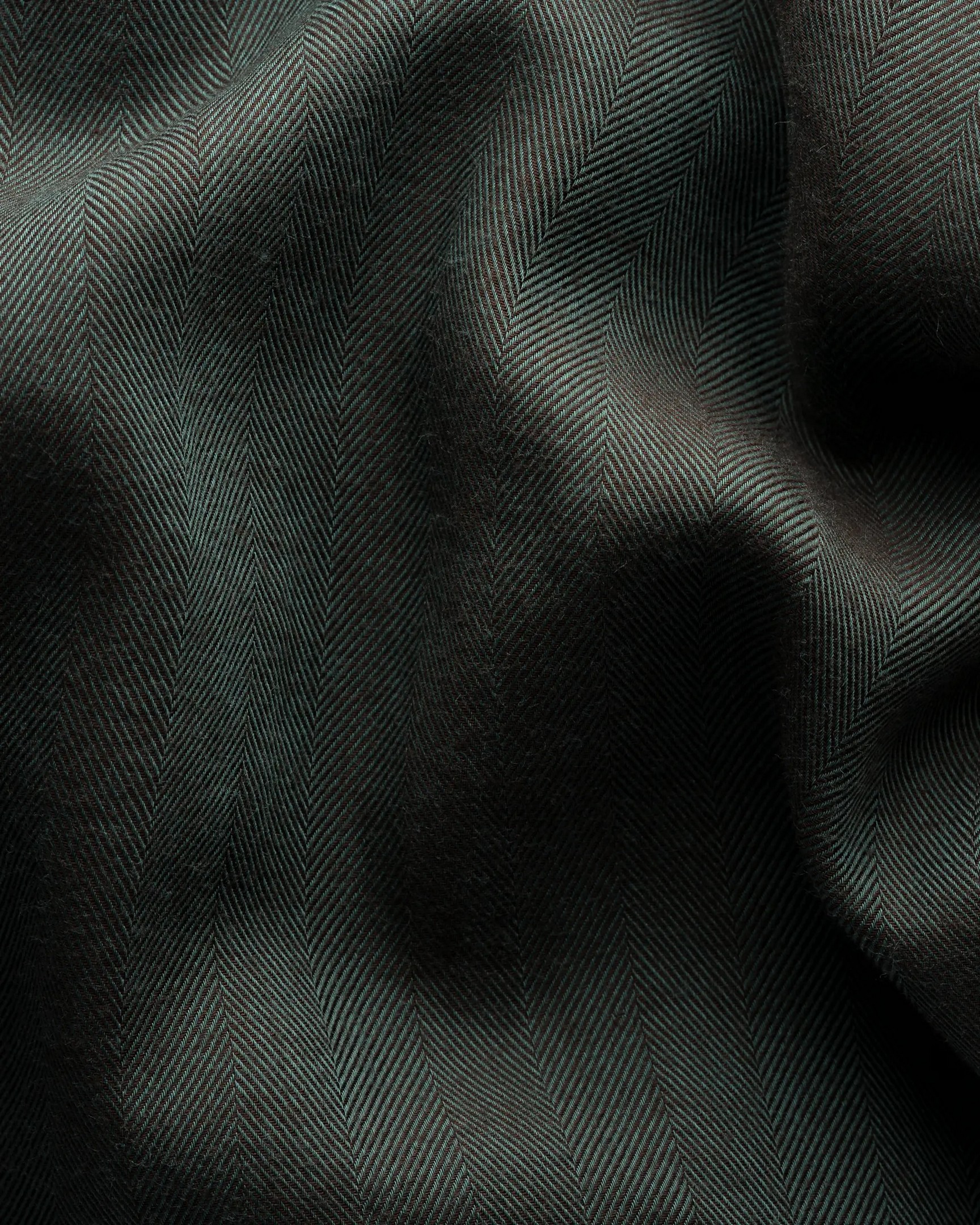 Eton Button Down Herringbone Lightweight Flannel Shirt Dark Green | Jan ...