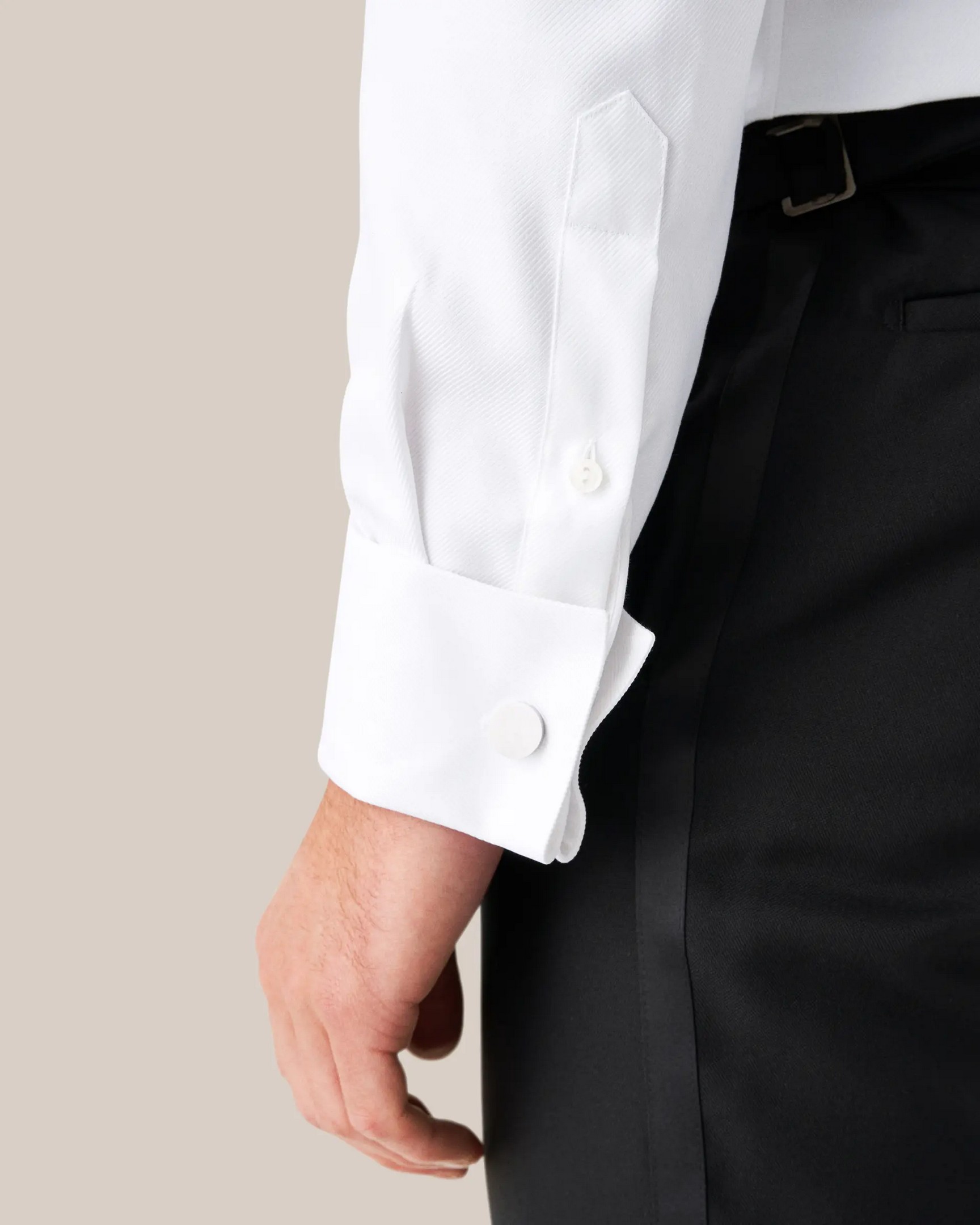 Eton Textured Twill Hidden Buttons French Cuff Tuxedo Shirt Fly Front ...
