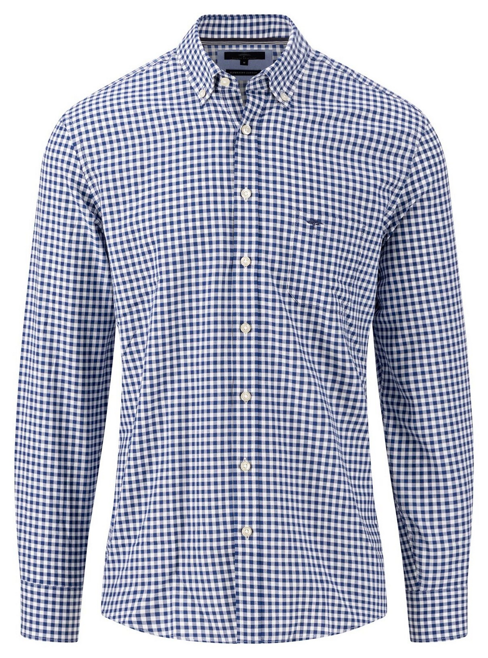 Fynch-Hatton Oxford Uni Color Check Button Down Overhemd in kleur Wave ...