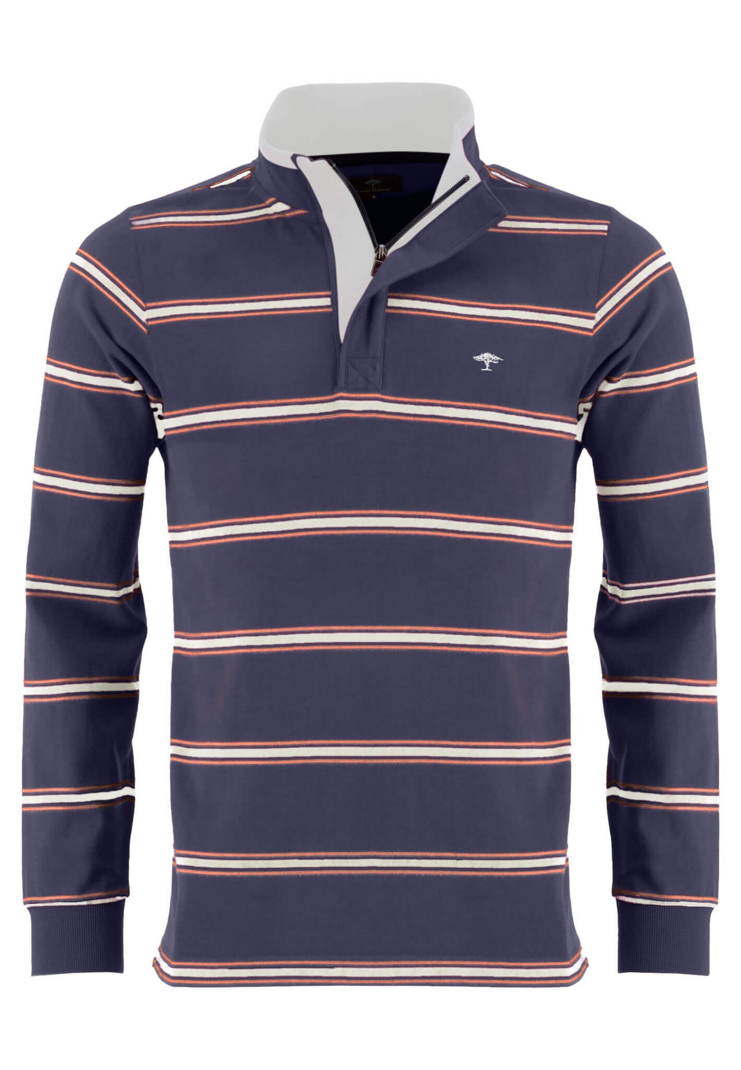 Fynch-Hatton Rugby Duo Stripes Zip Collar Trui in kleur Navy | Jan ...