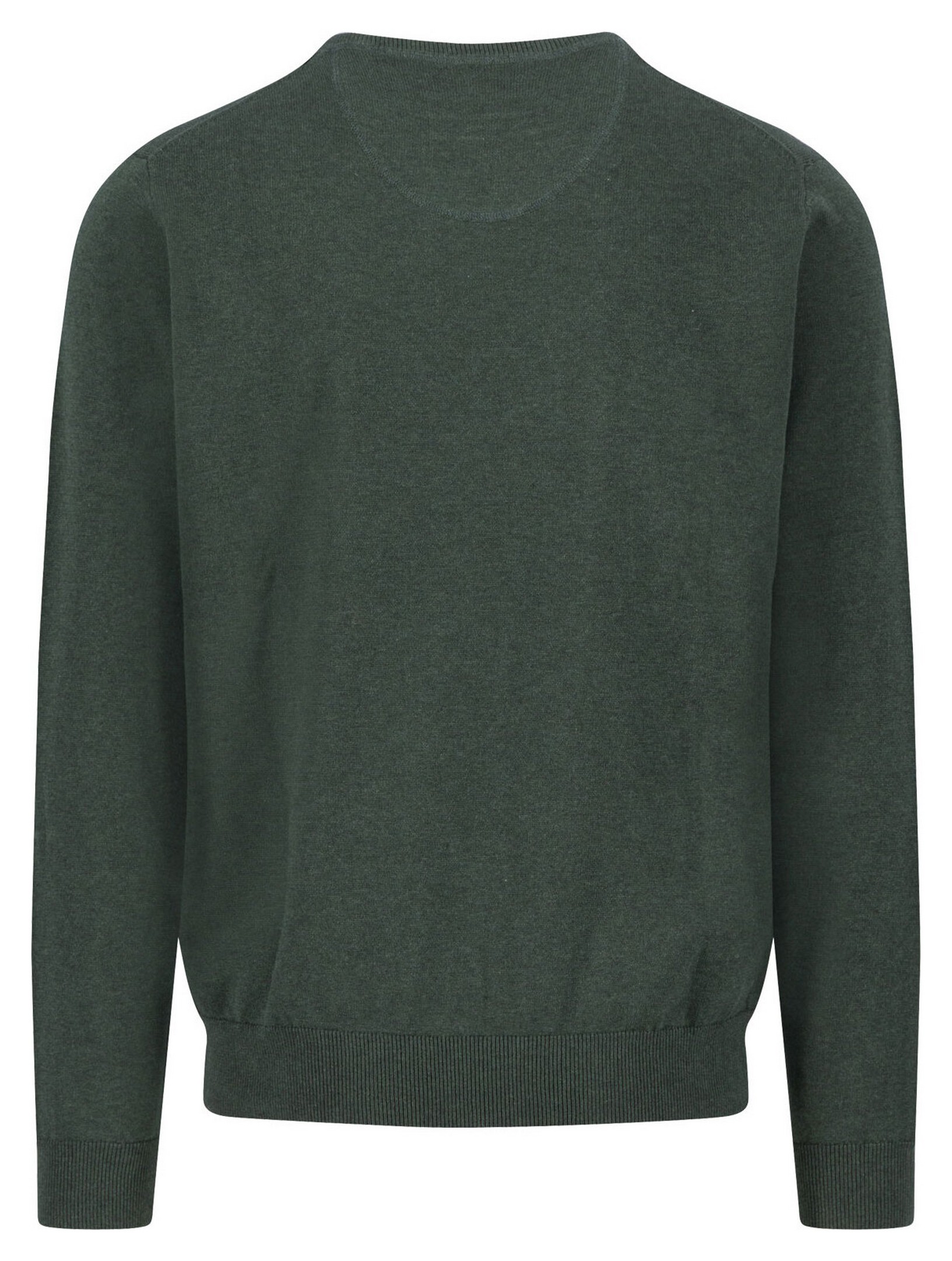 Fynch-Hatton Uni Color Superfine Cotton V-Neck Trui in kleur Dark Ivy ...