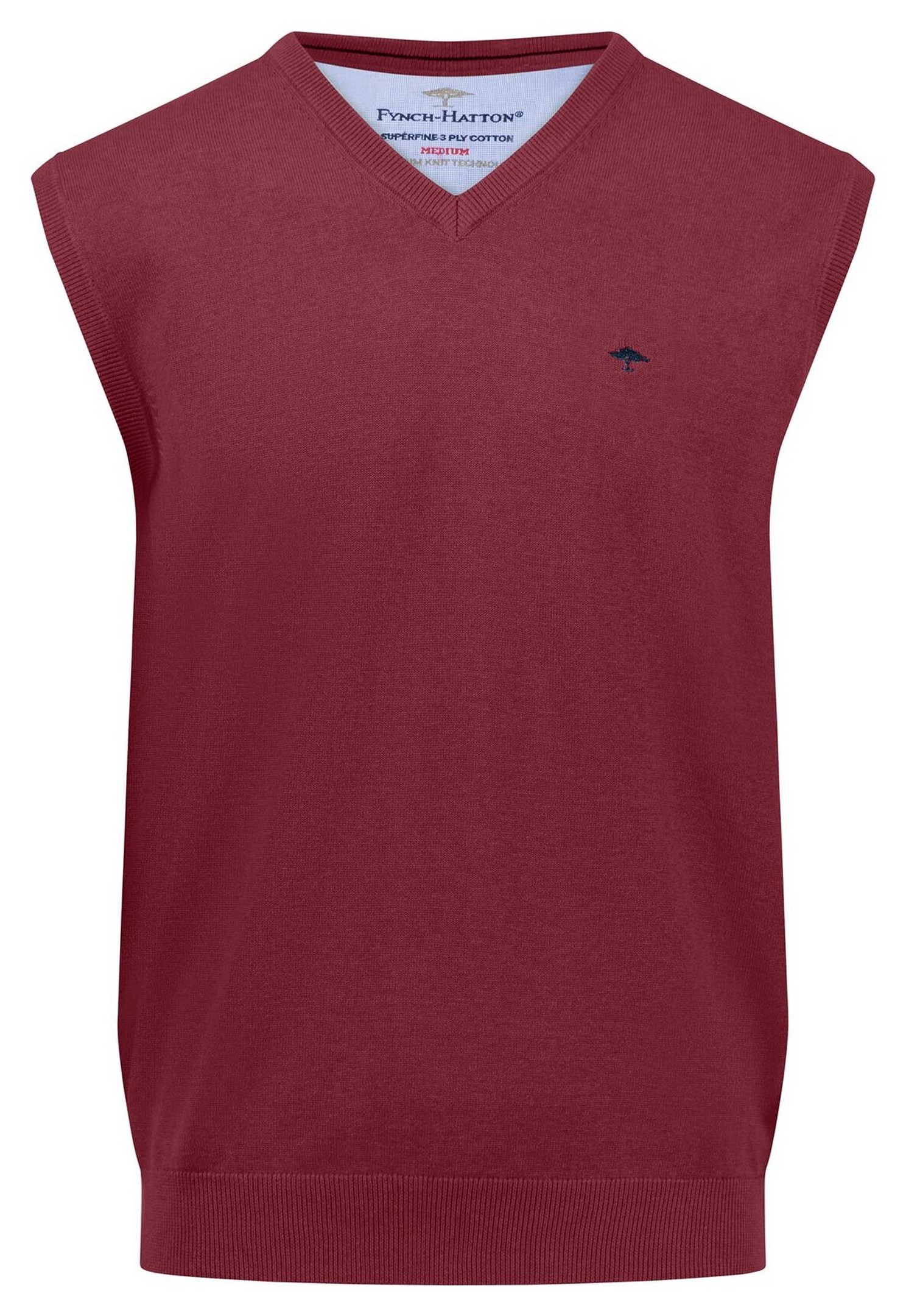 Fynch-Hatton Uni Color V-Neck Superfine 3-Ply Cotton Slip-Over in kleur ...