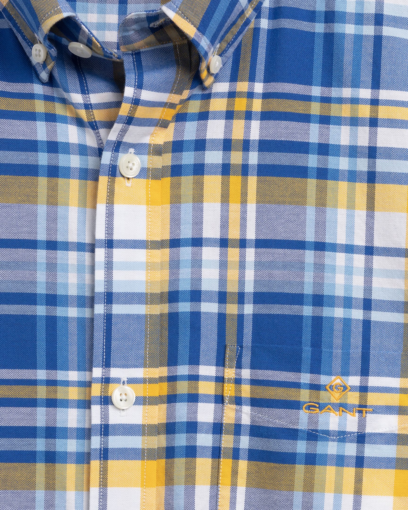 Gant Preppy Oxford Check Overhemd in kleur College Blue | Jan Rozing ...