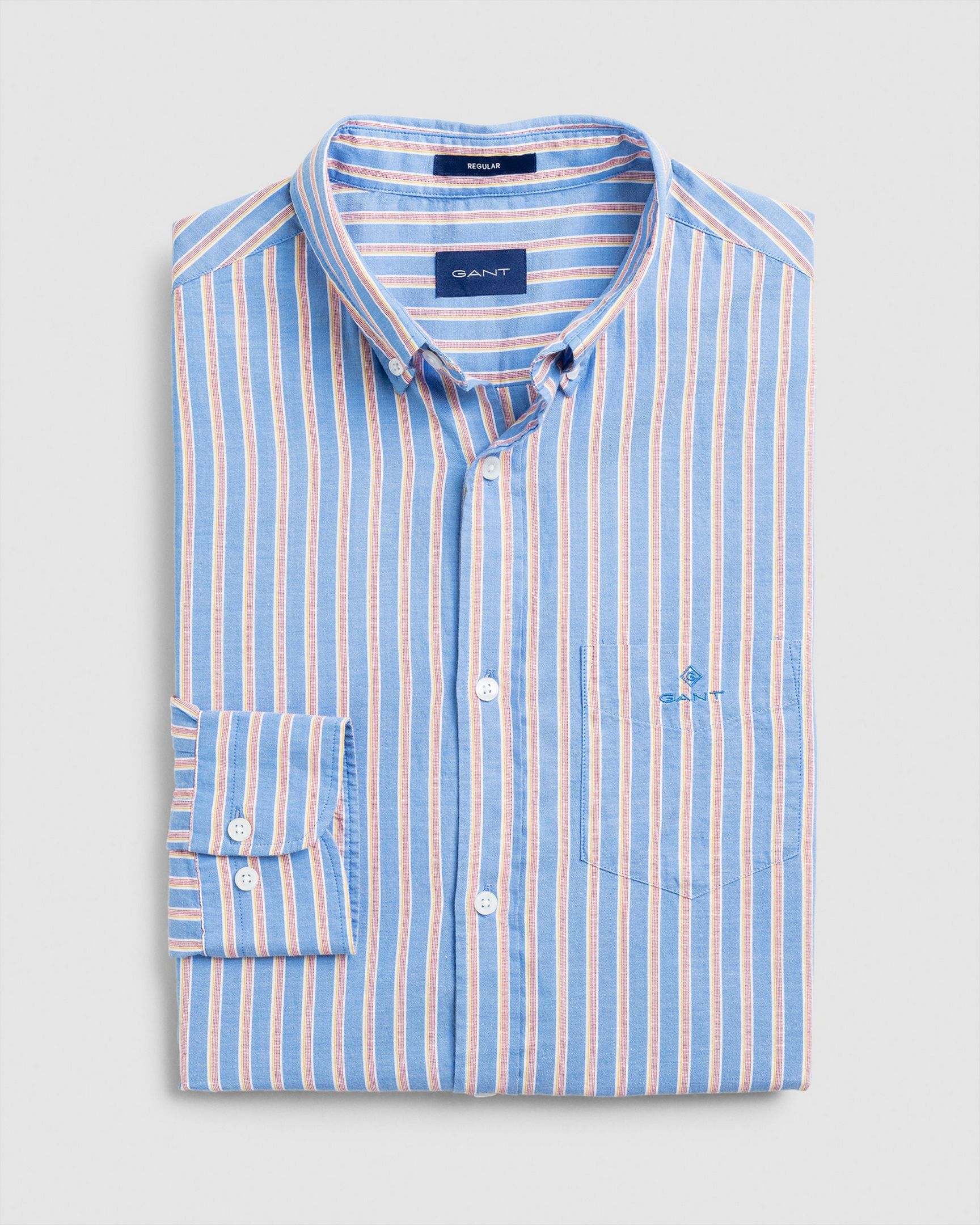 Gant Windblown Oxford Stripe Shirt Pacific Blue | Jan Rozing Men's Fashion