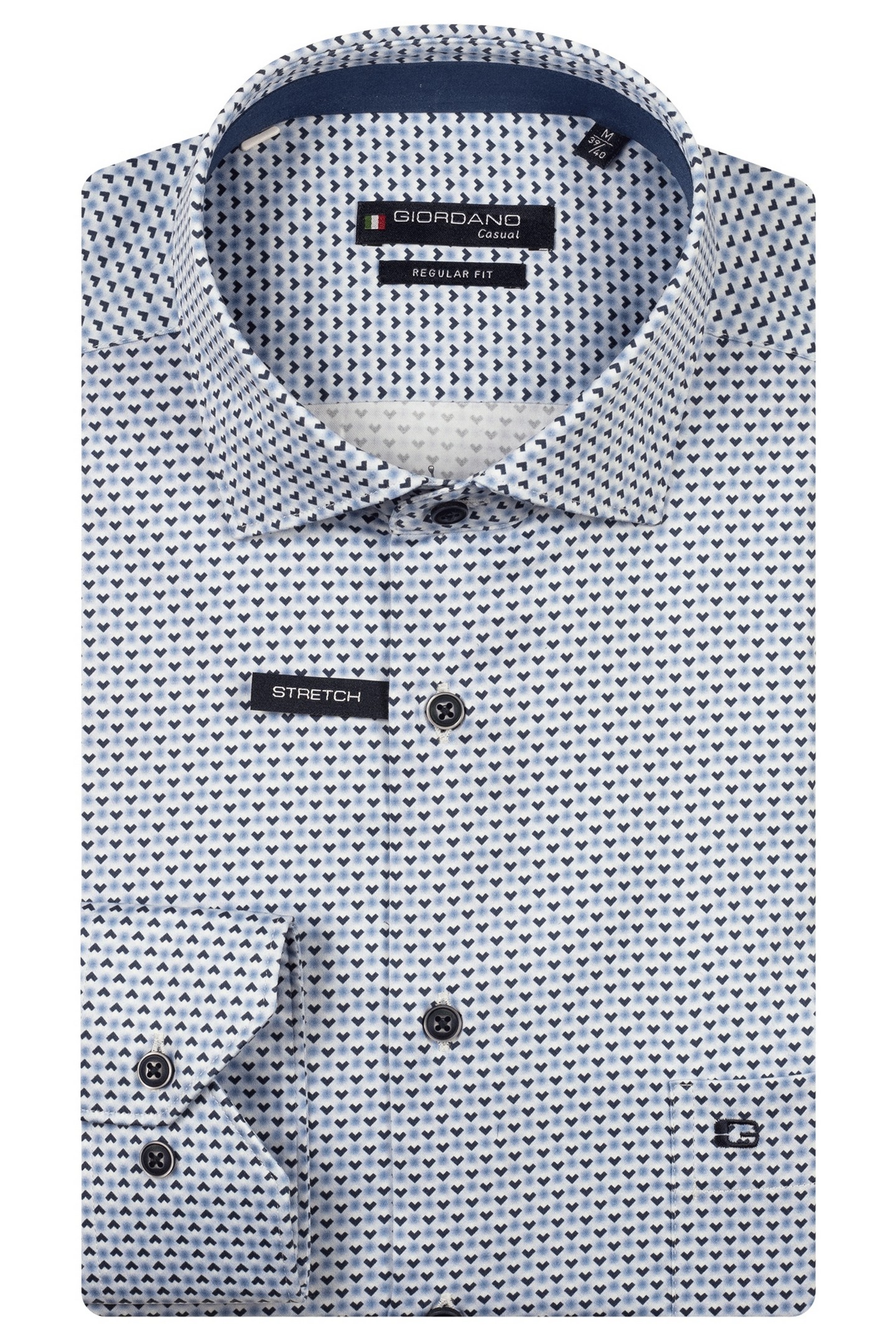 Giordano Maggiore Semi Cutaway Satin Stretch Graphic Pattern Overhemd ...