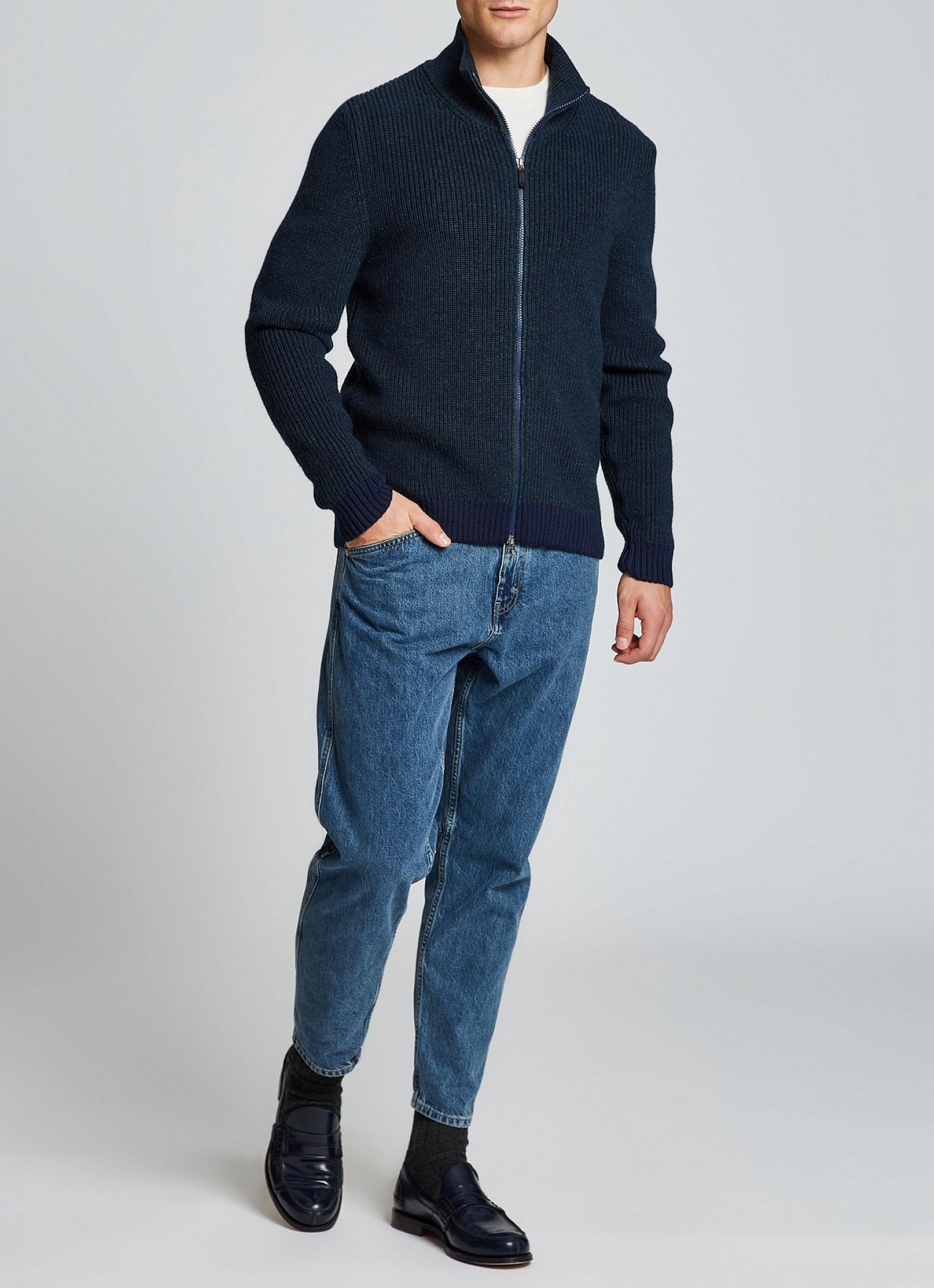 Maerz 2-Way Zip Fine Structure Vest in kleur Dusk Blue | Jan Rozing ...